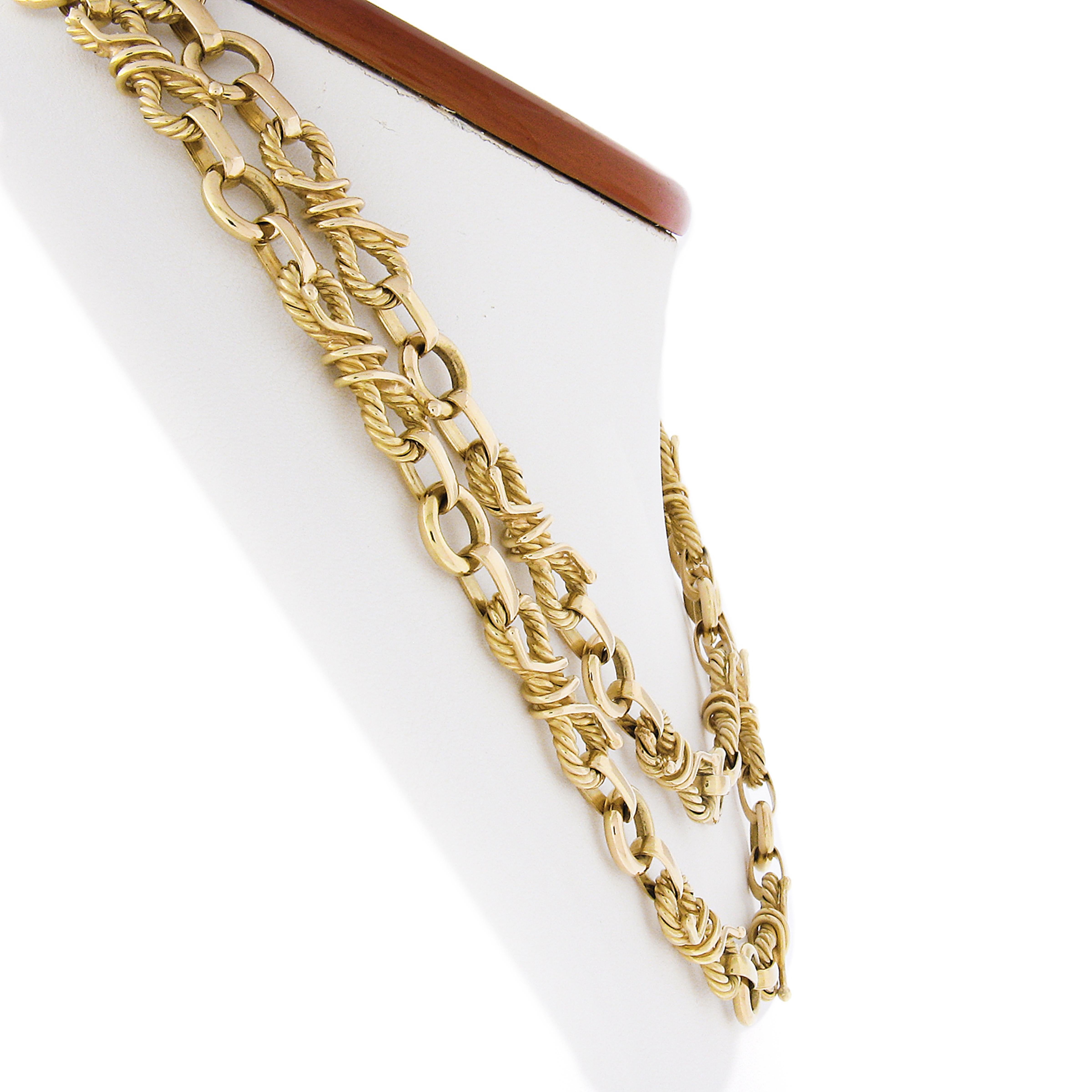 18K Gold Polished Round and Braided Cable Figure 8 Link Chain Necklace ...