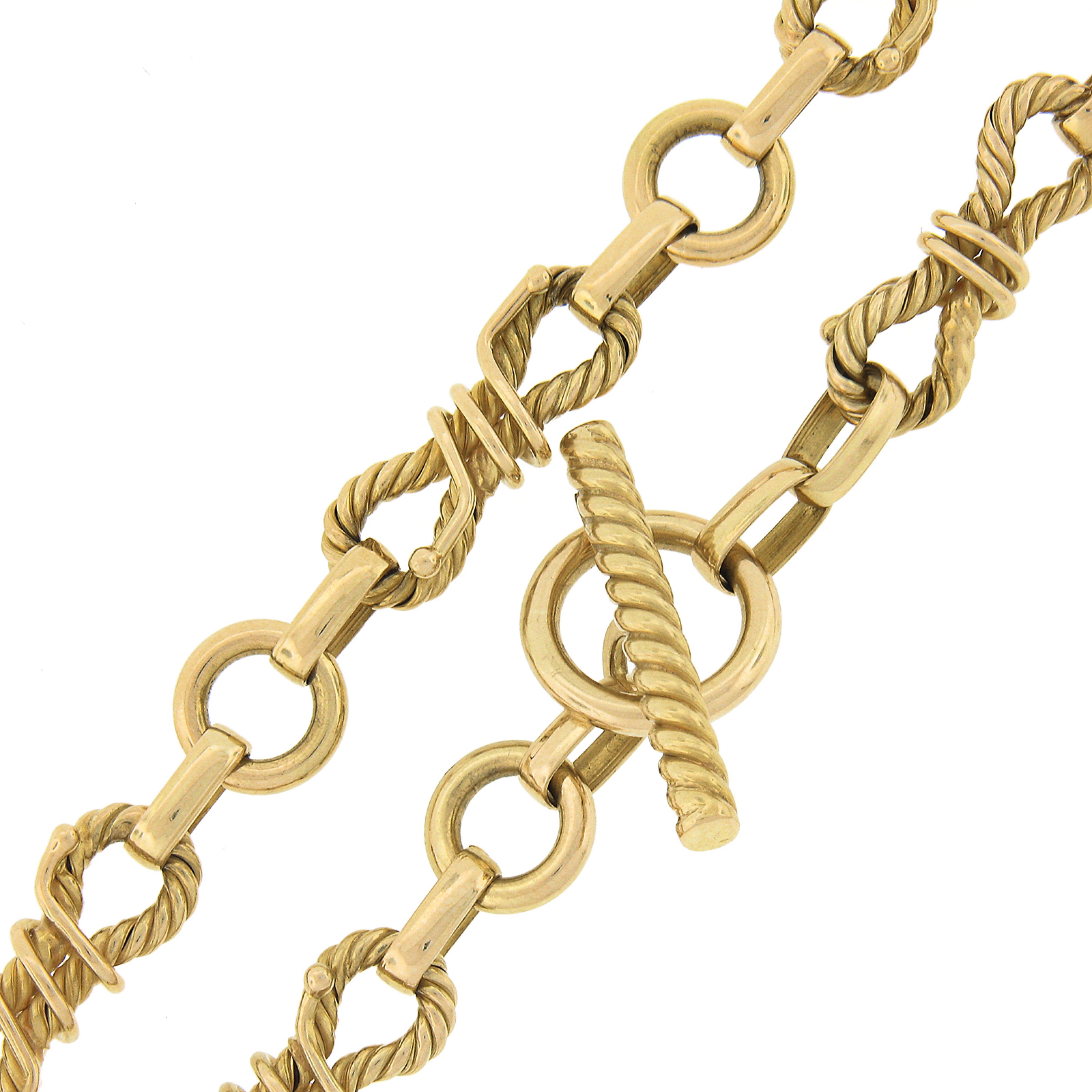 18K Gold Polished Round and Braided Cable Figure 8 Link Chain Necklace ...