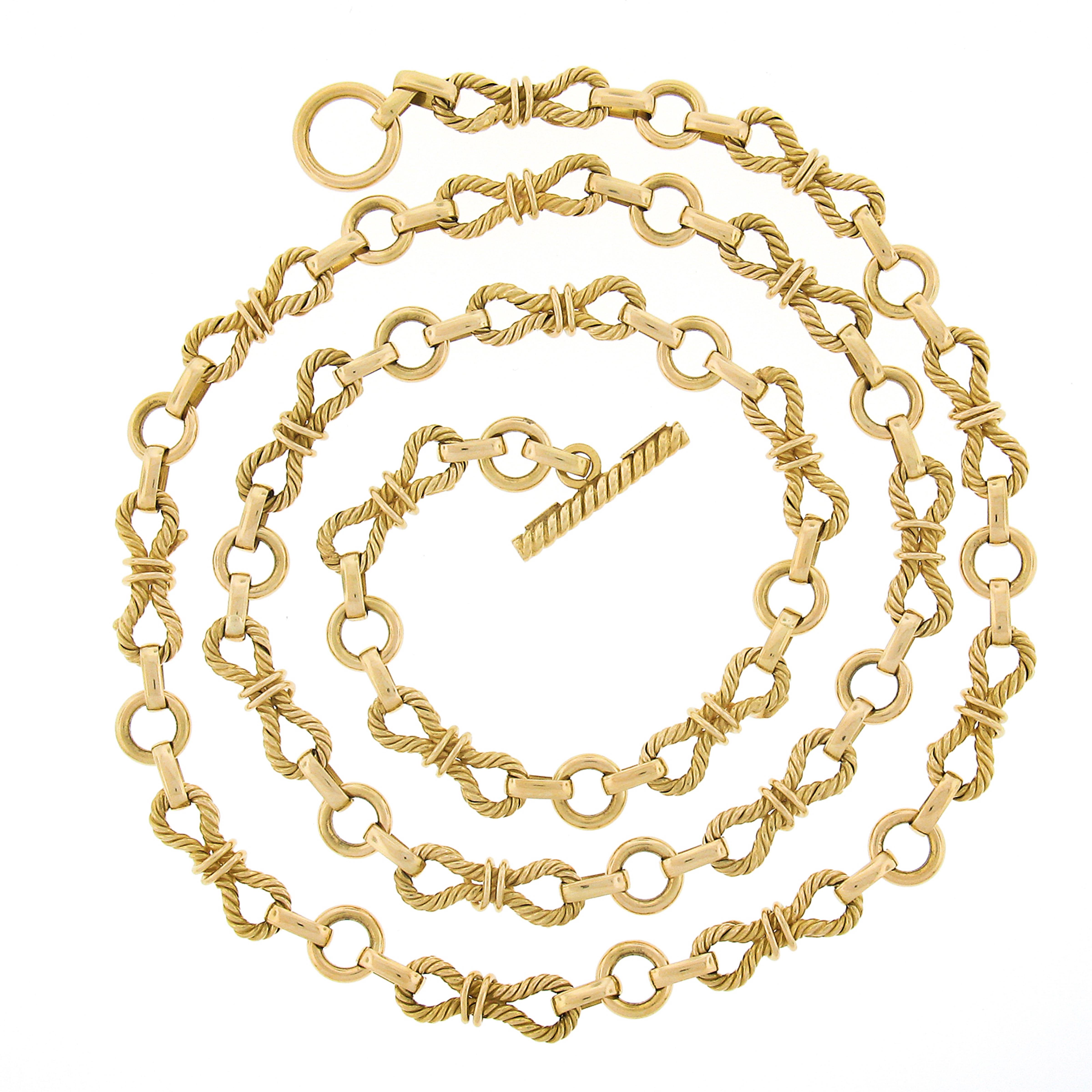 18K Gold Polished Round and Braided Cable Figure 8 Link Chain Necklace ...