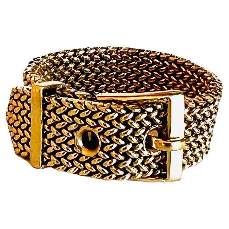 18k Gold Mesh Flexible Belt Buckle Ring For Sale at 1stDibs