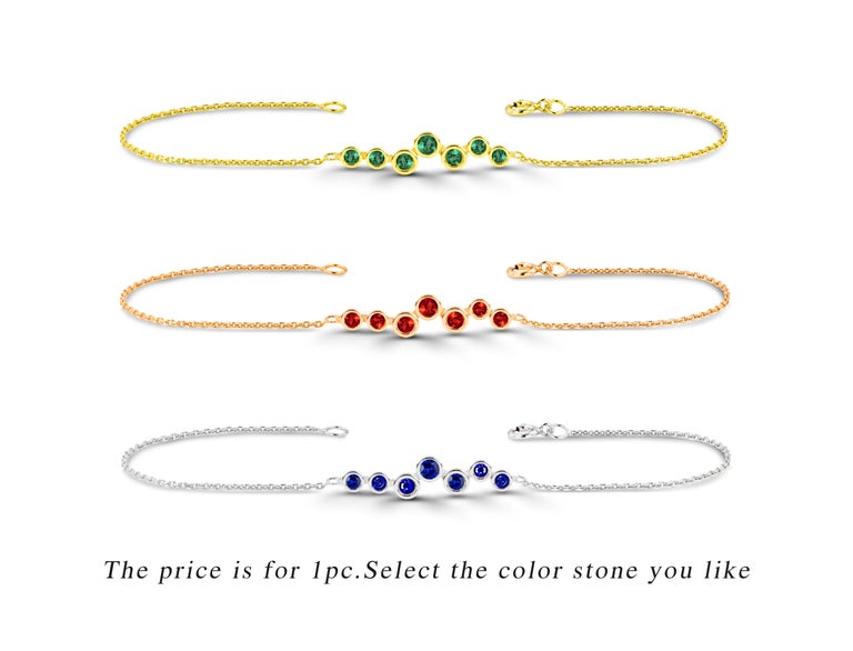 18K Gold Minimalist Bracelet Unique Gemstone Layering Bracelet Cluster ...