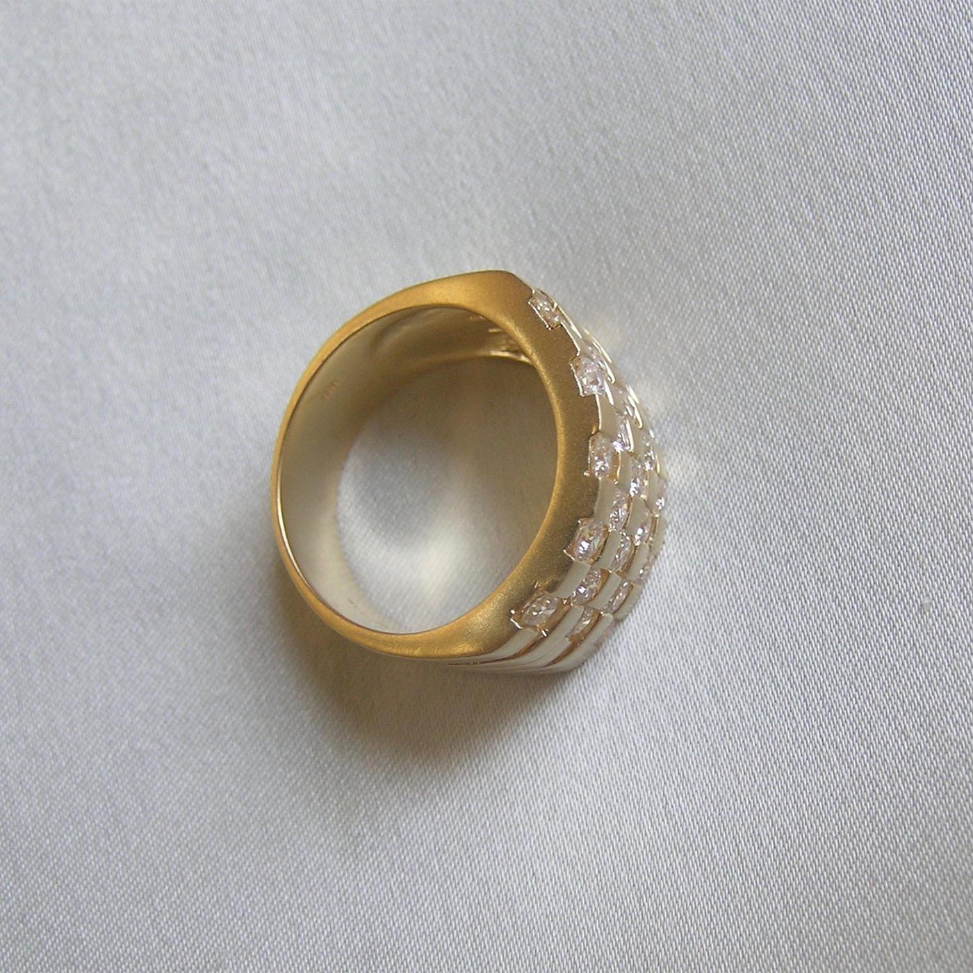 18 Karat Gold Multi Sapphire Checker Board Ring For Sale at 1stDibs ...