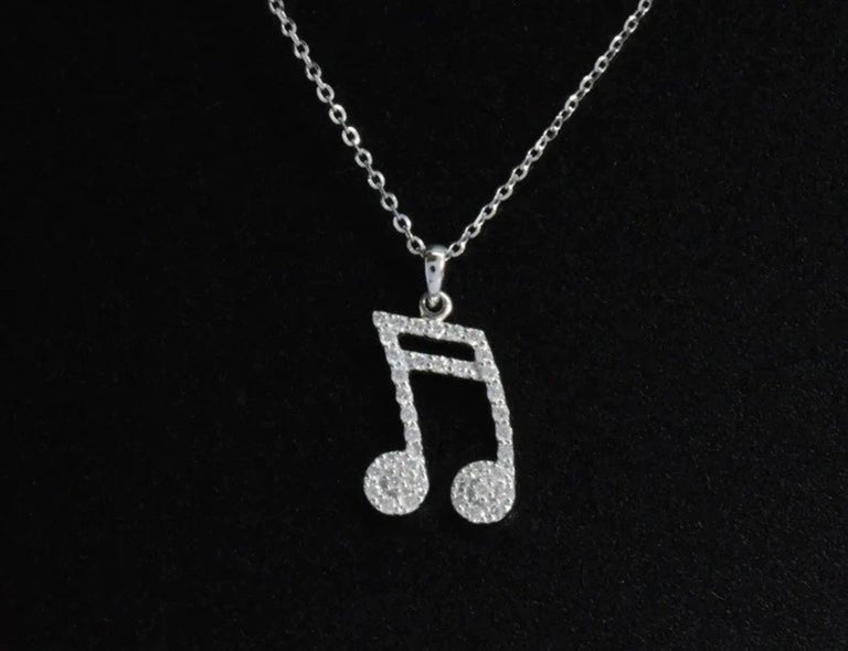 18k Gold Music Note Charm Necklace Musical Jewelry For Sale at 1stDibs