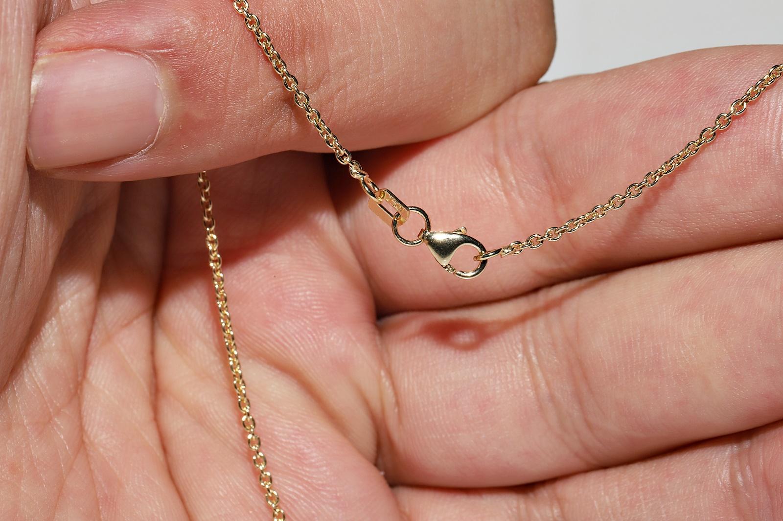18k Gold Natural Diamond And Ruby Decorated Cat Pendant Necklace For ...