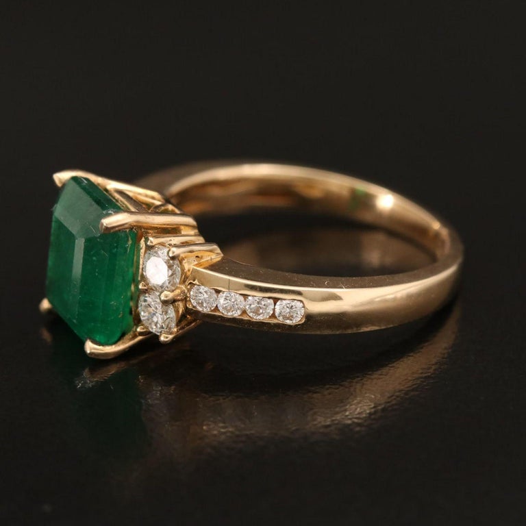 Customizable 18K Gold Natural Emerald Engagement Ring, Art Deco Emerald Statement Ring For Sale ...