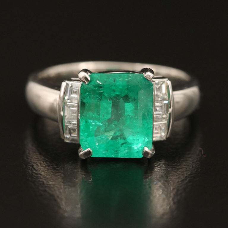 Customizable 18K Gold Natural Emerald Engagement Ring, Vintage Emerald Wedding Ring For Sale at ...