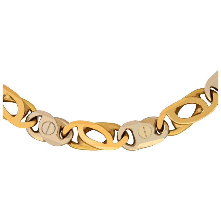 18k Gold Necklace Chain with Unique Link Designs at 1stDibs