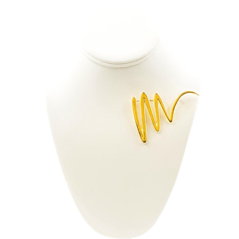 18K Gold Paloma Picasso for Tiffany and Co Zig-Zag Squiggle Pin Brooch ...