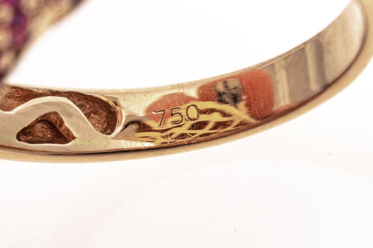 18k Gold Pink Sapphire, Diamond, and Tsavorite Flying Pig Ring For Sale ...