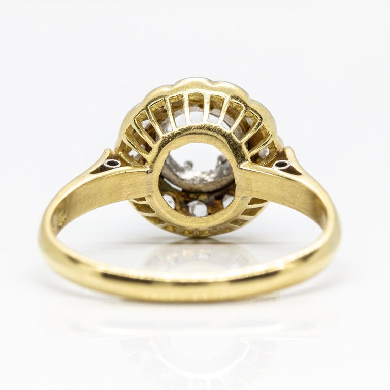 18 Karat Gold and Platinum Diamond Semi Mounting Ring at 1stDibs