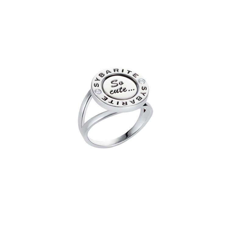 Sybarite Smiley Ring So Cute in White Gold with White Diamonds For Sale ...