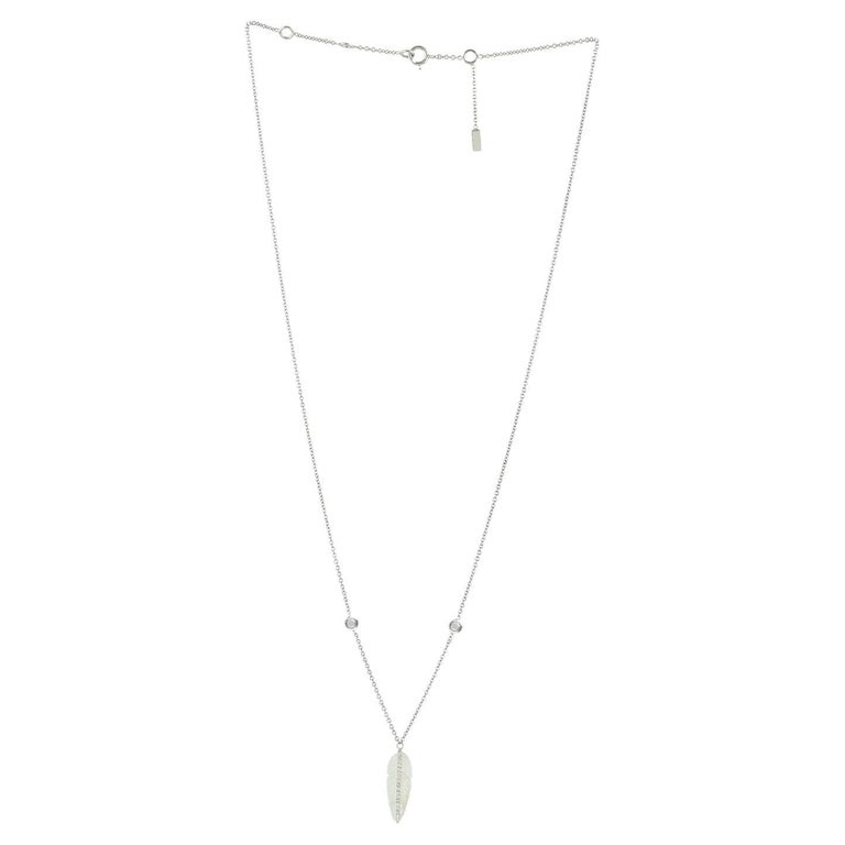 18k Gold Princess Chain Neckalce with Leaf Shaped Pendant with Diamond ...