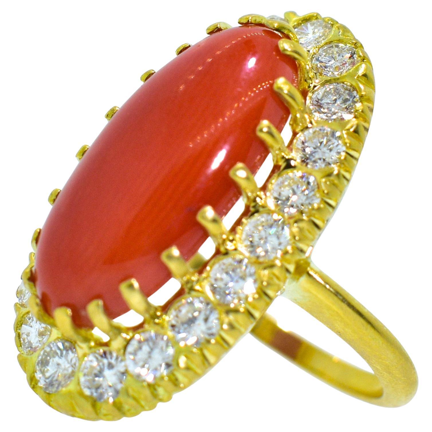 Edwardian Natural Coral Gold Ring at 1stDibs