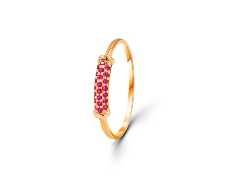 Customizable 18K Gold Ring Natural Ruby Cluster Ring July Birthstone ...