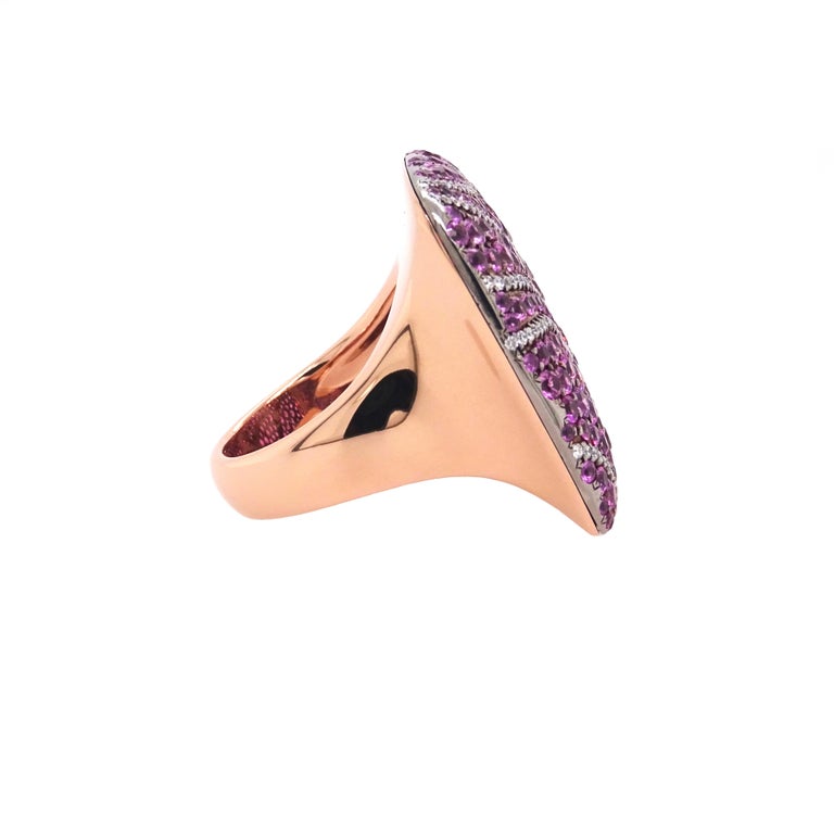 18K Gold Ring with White Round Diamonds and Pink Sapphires For Sale at ...