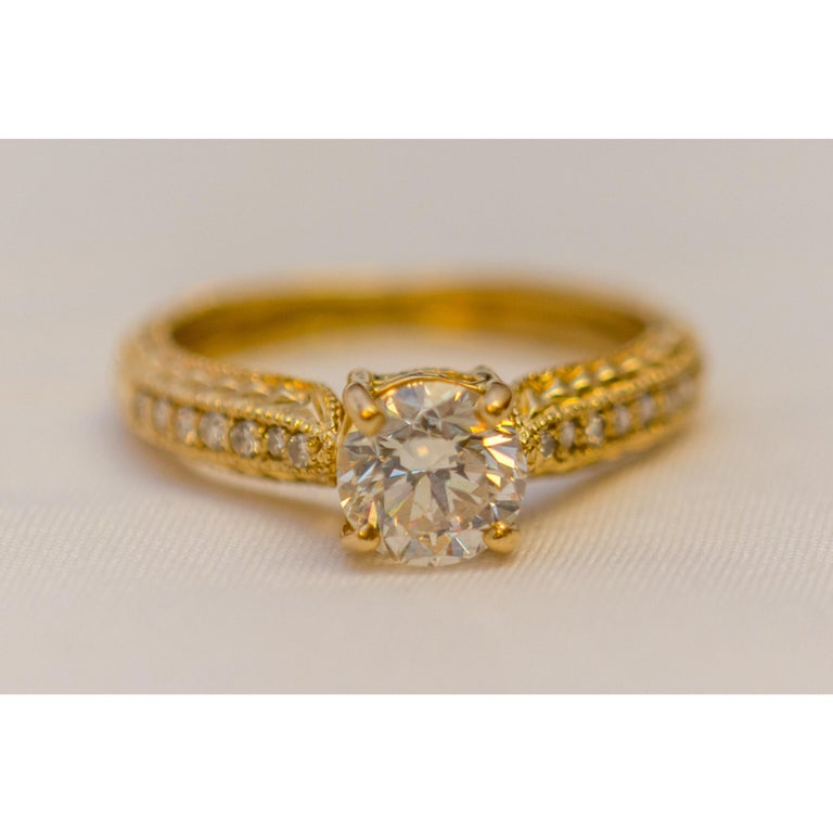 Customizable 18K Gold Round Brilliant Cut Diamond Engagement Ring ...