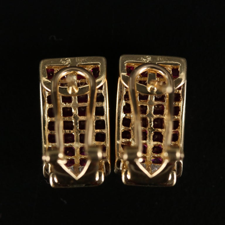 18K Gold Ruby and Diamond Earrings, Natural Ruby Gold Earrings for her ...