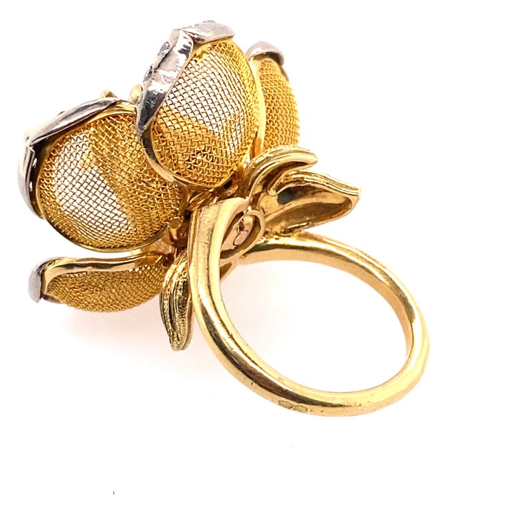 18k Gold Ruby Rose Ring For Sale at 1stDibs