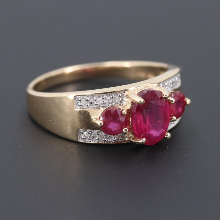 Customizable 18K Gold Ruby Statement Band, Vintage Ruby Wedding Band ...