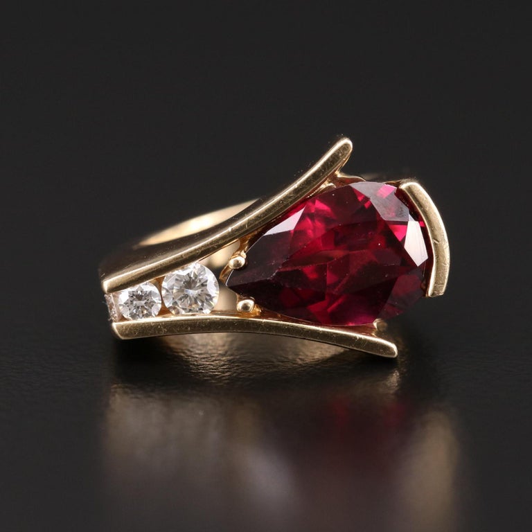 Customizable 18K Gold Ruby Wedding Ring, Natural Ruby Statement Ring ...