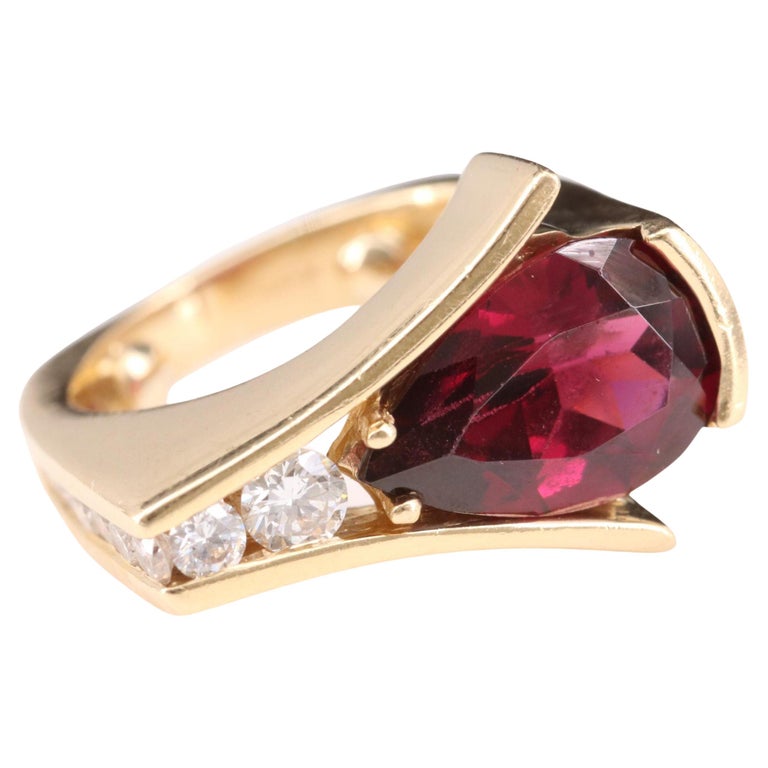 Customizable 18K Gold Ruby Wedding Ring, Natural Ruby Statement Ring ...