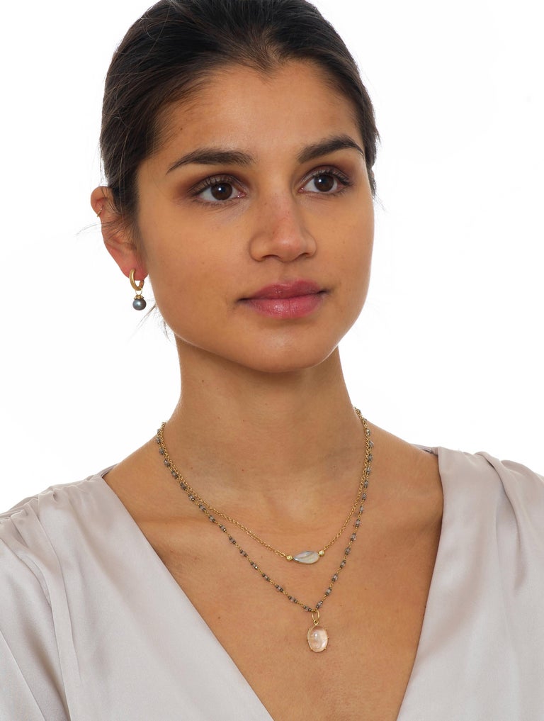 18k Gold Short Pink Boulder Opal and Diamond Necklace For Sale at 1stDibs