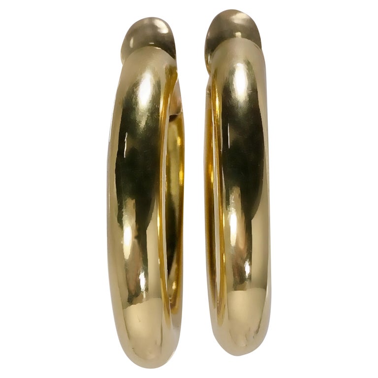 18K Gold Spring Loaded Hoop Earrings for Non Pierced Ears at 1stDibs ...