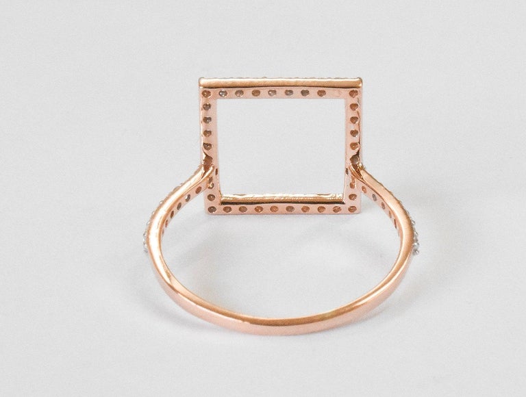 Customizable 18K Gold Square Shape Gold Diamond Ring Geometric Shape ...