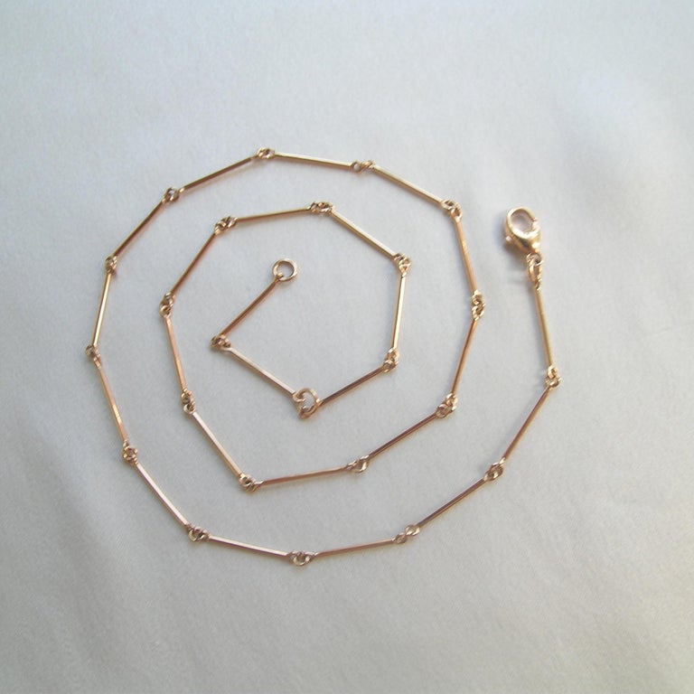 18 Karat Gold Stick Chain Necklace For Sale at 1stDibs