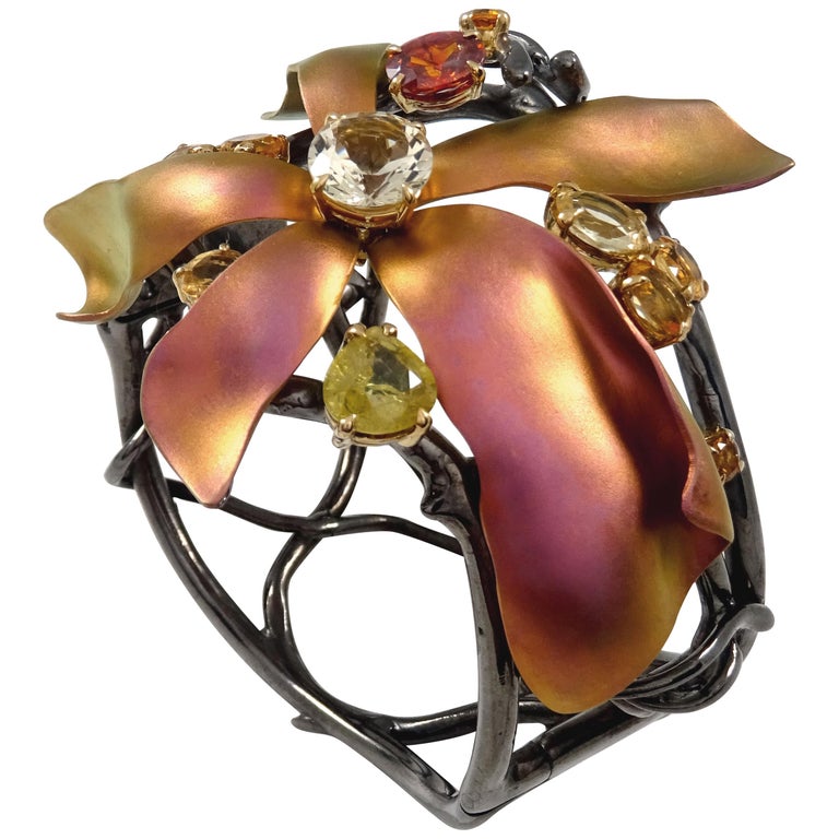 Jose Marin Garnet Citrines Sphene Andesine Gold Titanium Black Silver ...