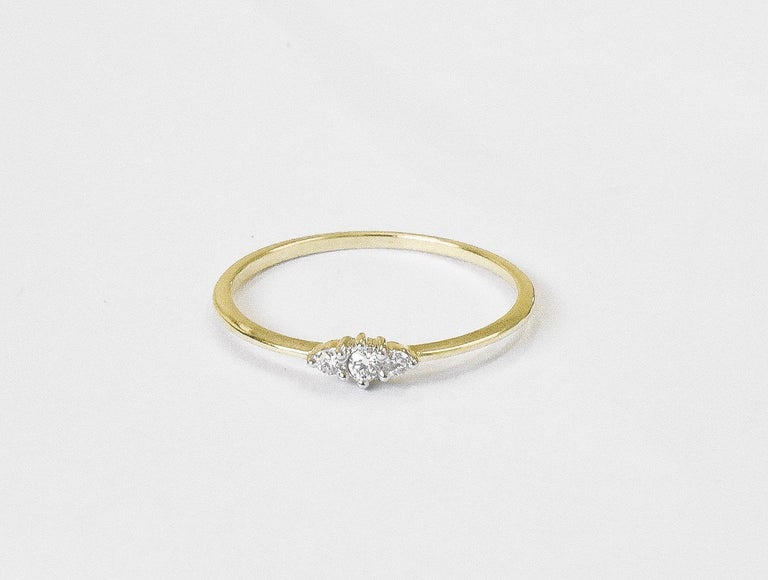 Customizable 18k Gold Trio Diamond Ring Minimalist Diamond Ring For ...