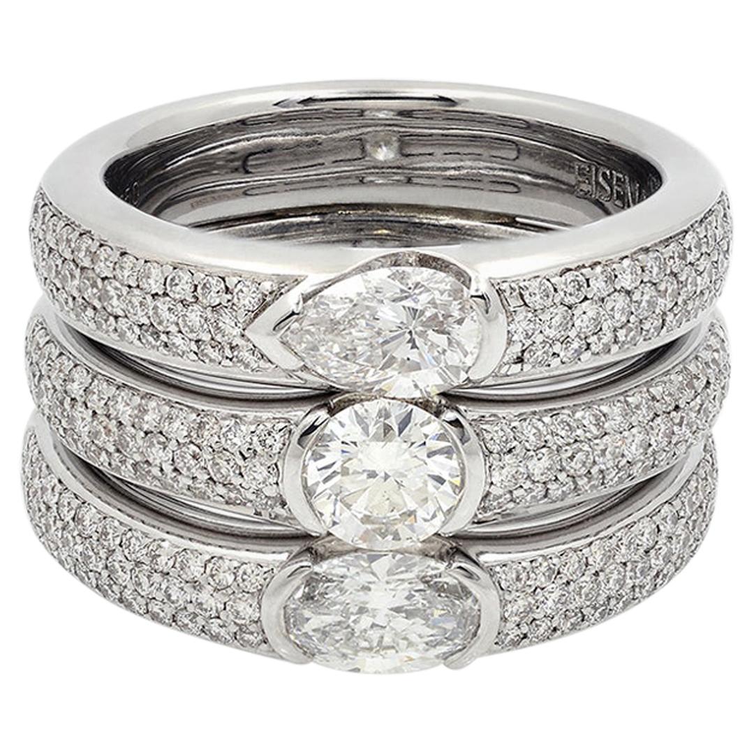 Industrial Style Stacking Rings, Platinum, 18k Gold, Sapphires ...