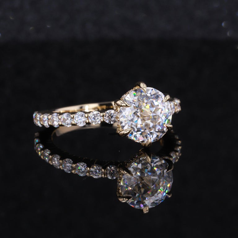 Customizable 18K Gold Vintage Round Cut Diamonds Engagement Wedding ...