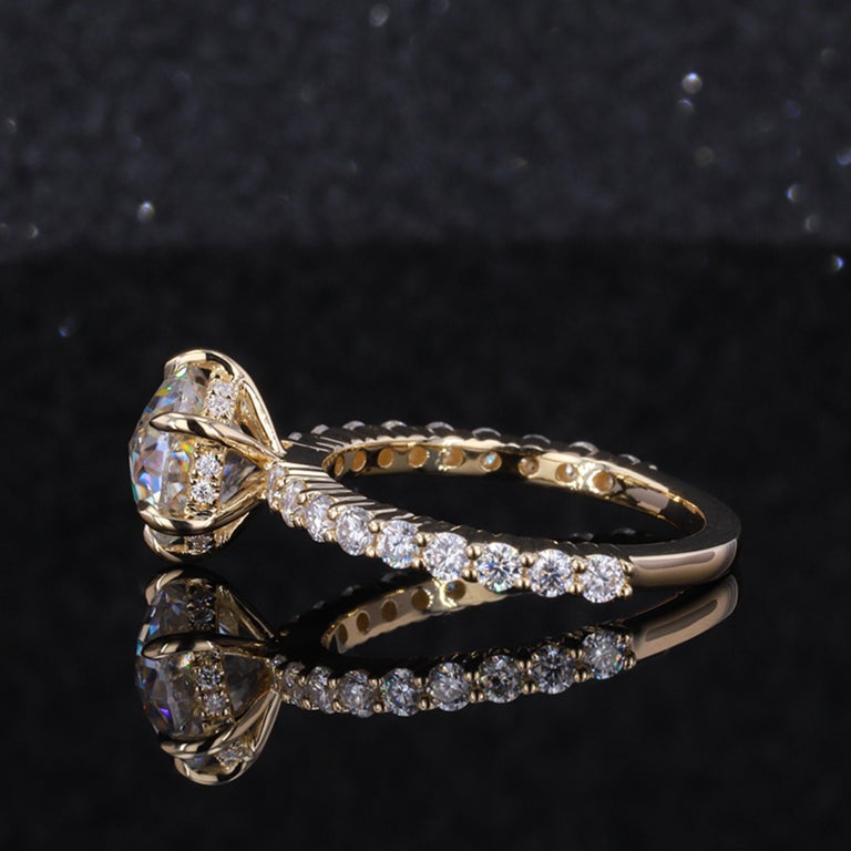 Customizable 18K Gold Vintage Round Cut Diamonds Engagement Wedding ...