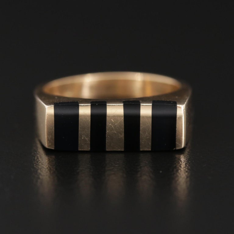 Customizable 18K Inlaid Black Onyx Ring, Unique ONYX Promise Ring For ...