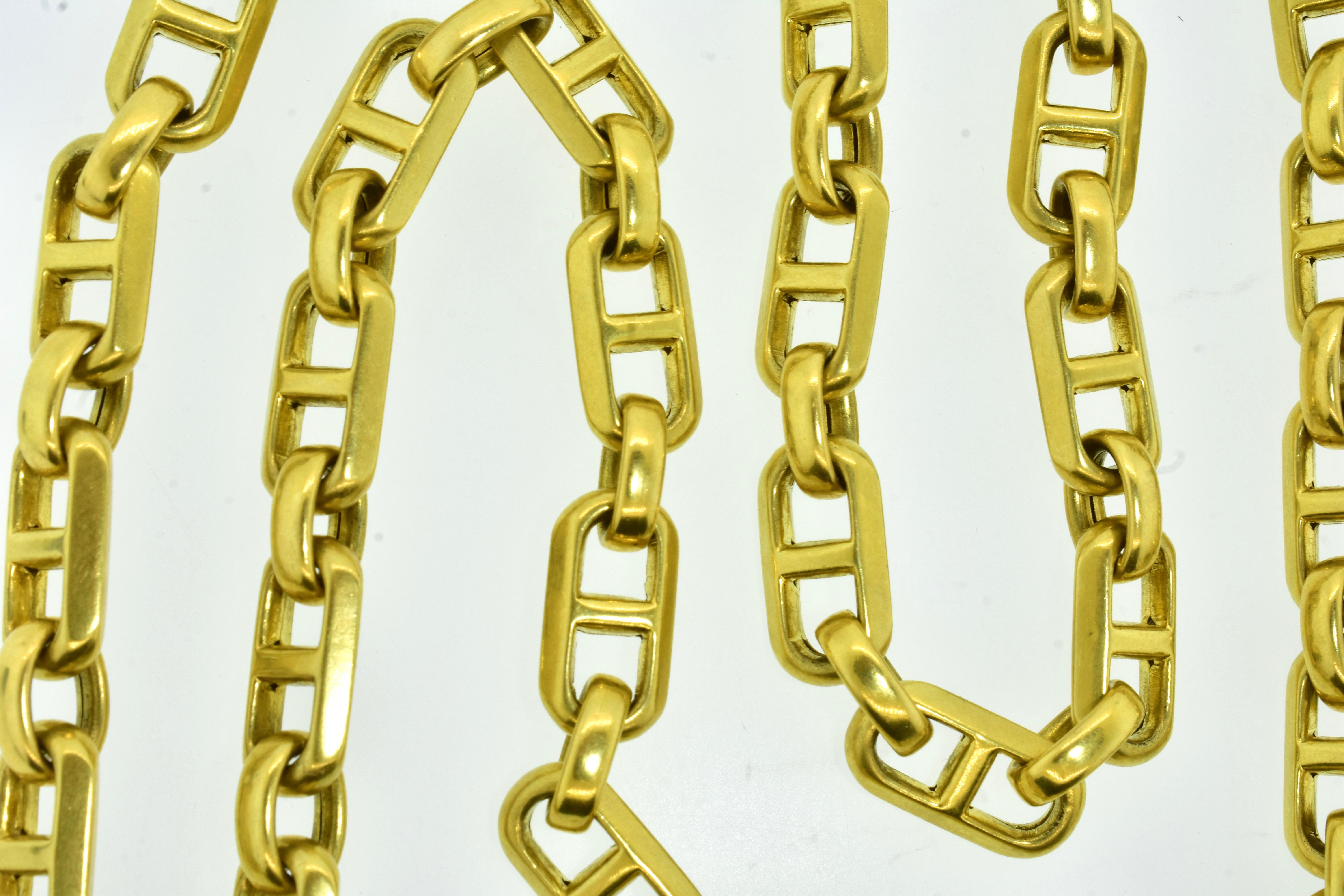 18K long chain necklace which can be worn long or doubled. For Sale at ...