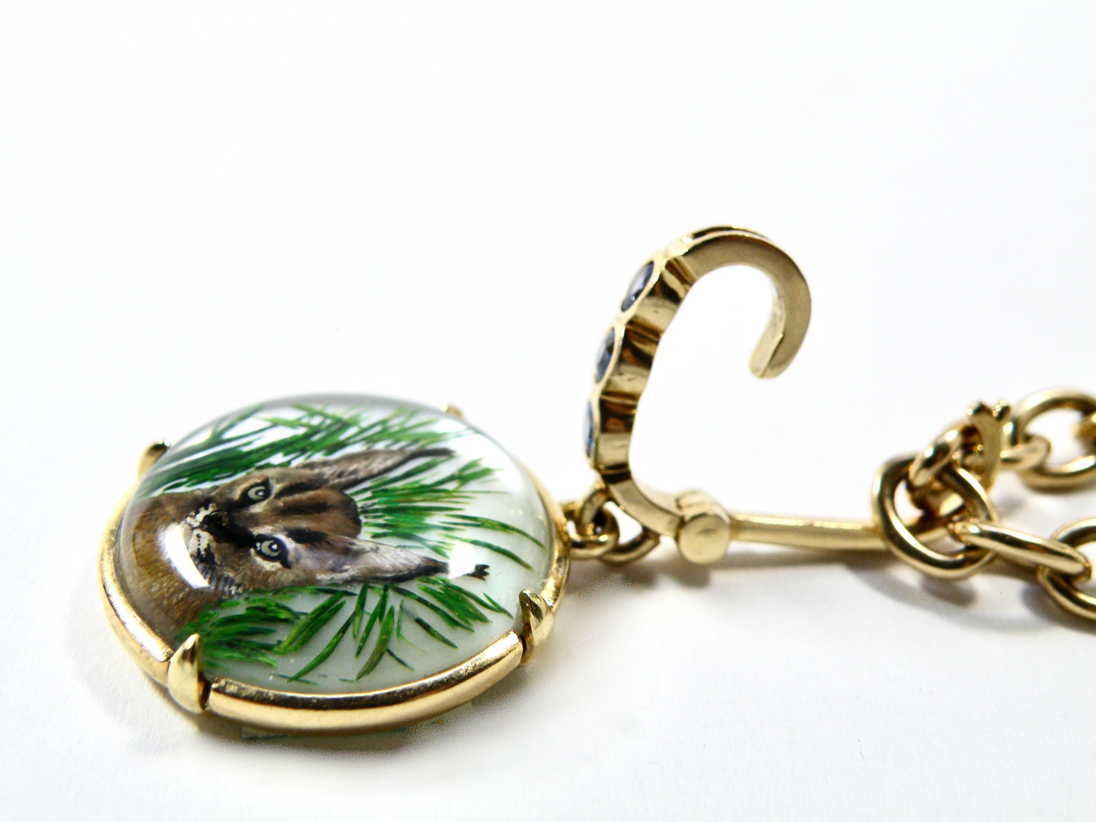 18K Lynx Pendant Reverse Crystal For Sale at 1stDibs
