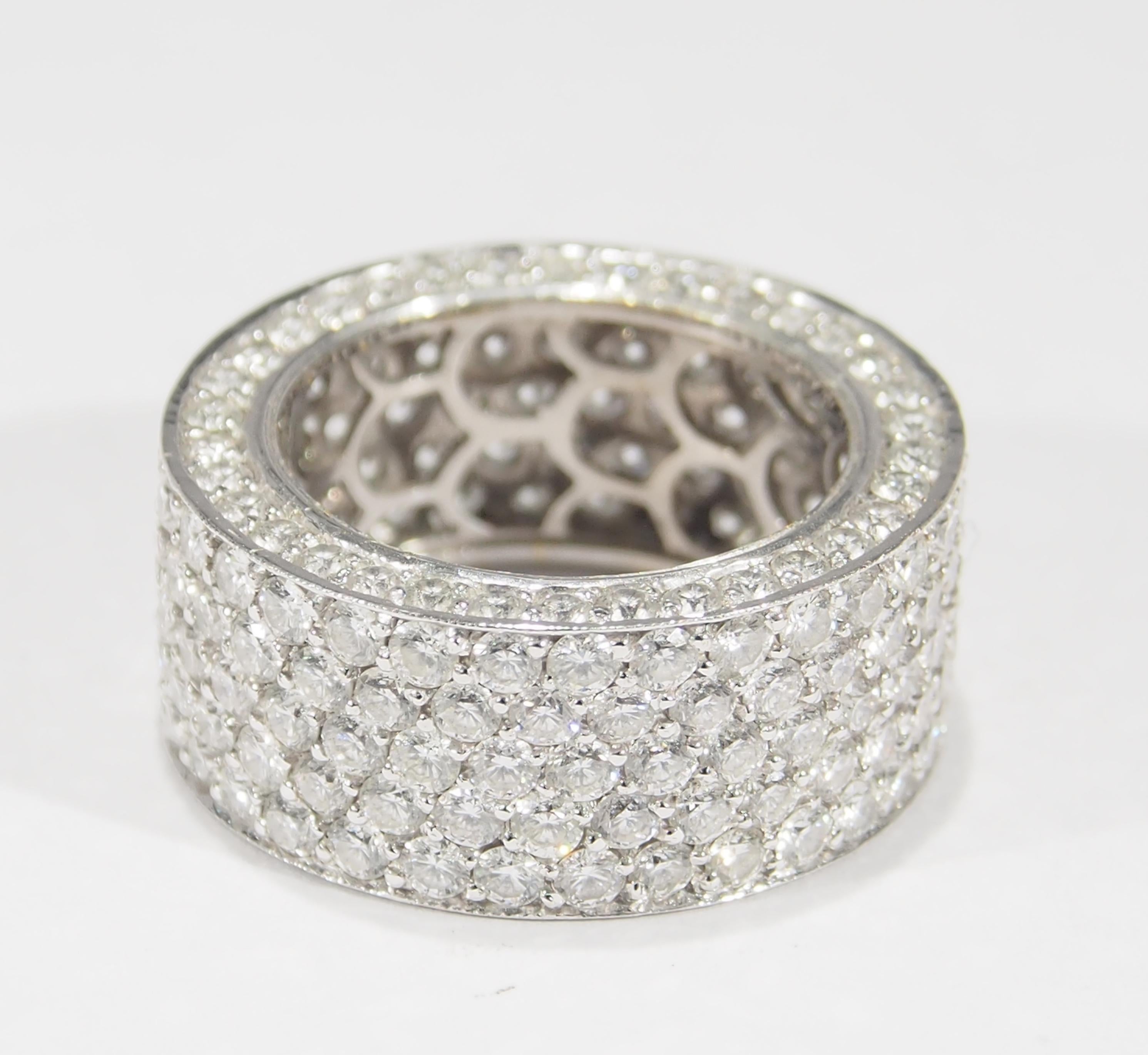 18 Karat Multi Row Diamond Eternity Band White Gold at 1stDibs