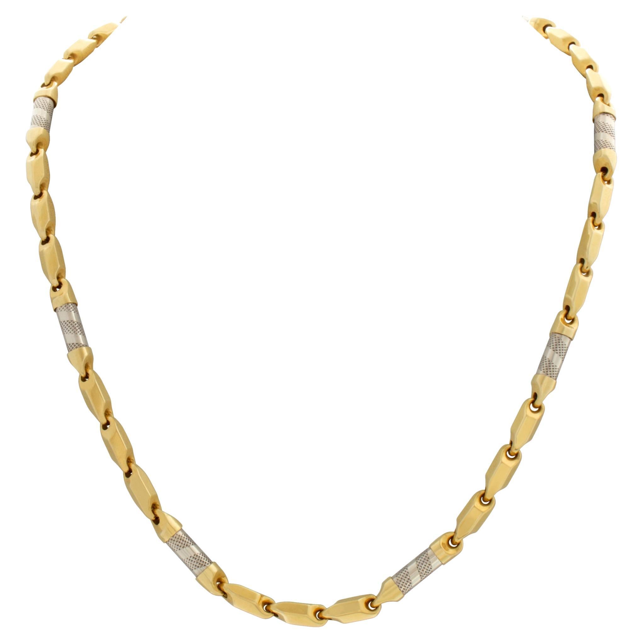 Cube Link 18k White Gold Chain Necklace For Sale at 1stDibs