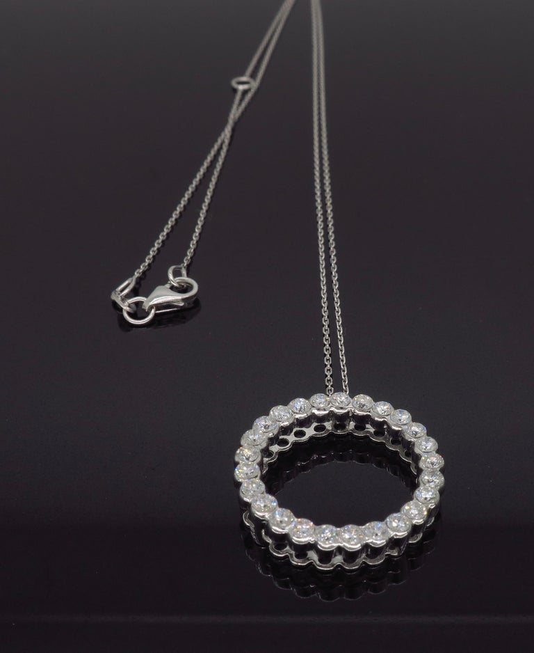 18 Karat Open Circle Diamond Pendant Necklace at 1stDibs | circular ...