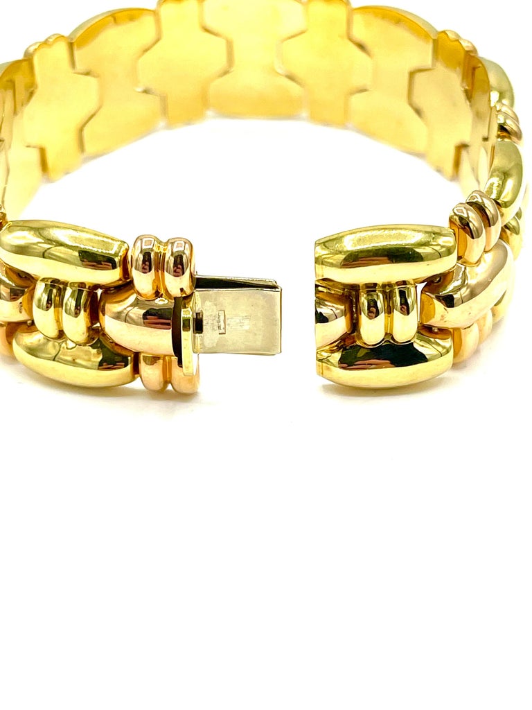 18K Pink and Yellow Gold Link Fashion Bracelet For Sale at 1stDibs
