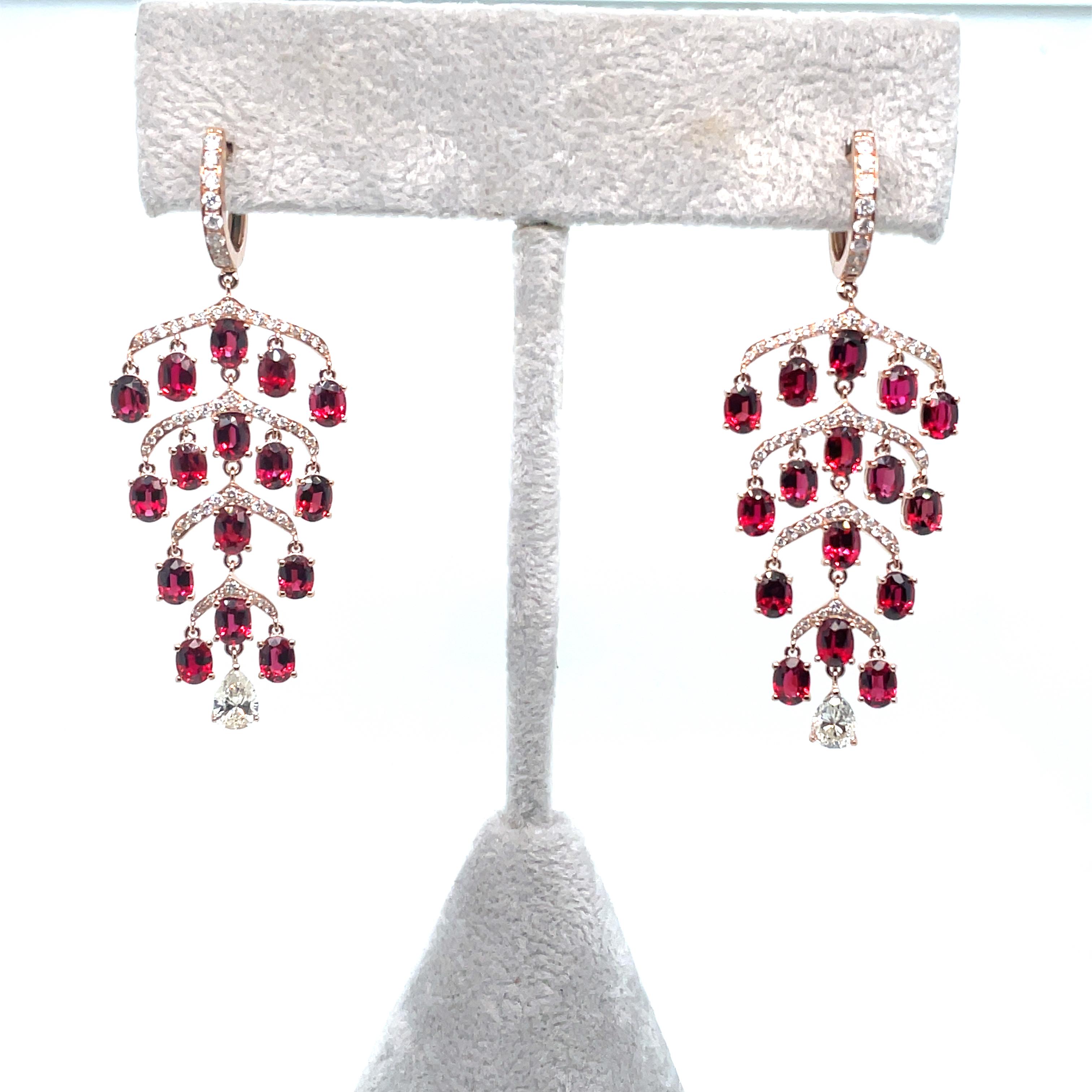 18K GG Spinel Diamond Leaf Earrings For Sale at 1stDibs