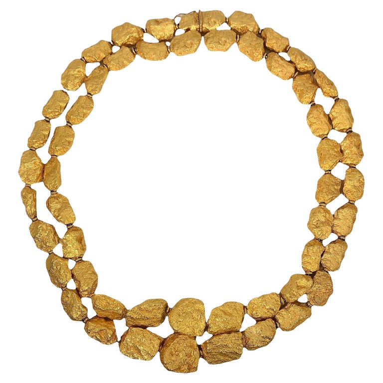 18K Roberto Coin Chunky Gold Nugget Necklace, Double Strand For Sale at ...