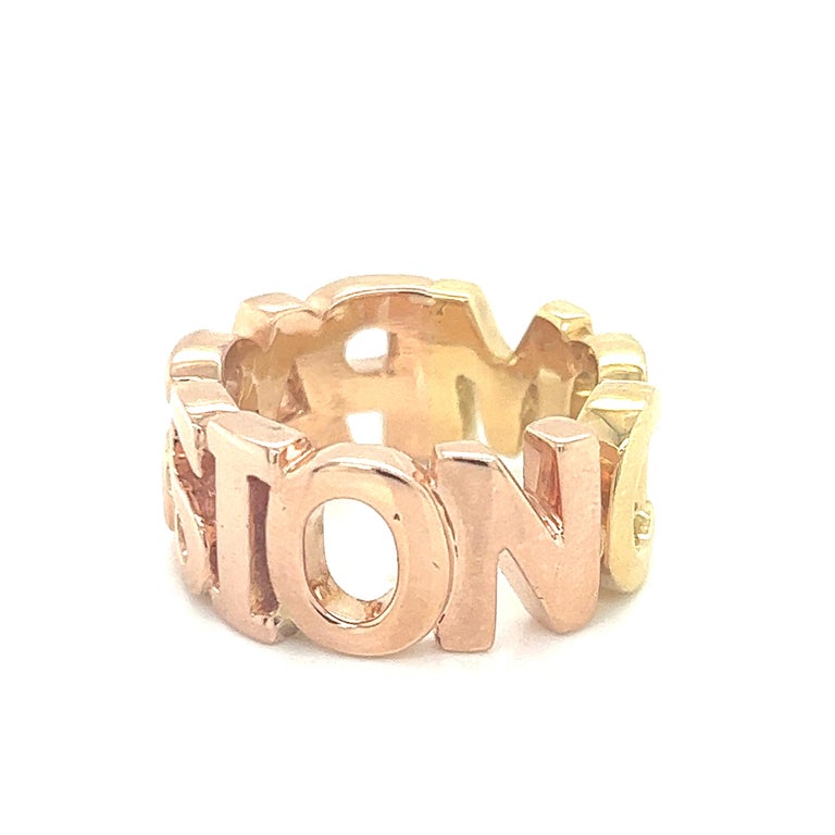Customizable 18k Rose and Yellow Gold Compassion Word Ring For Sale at ...