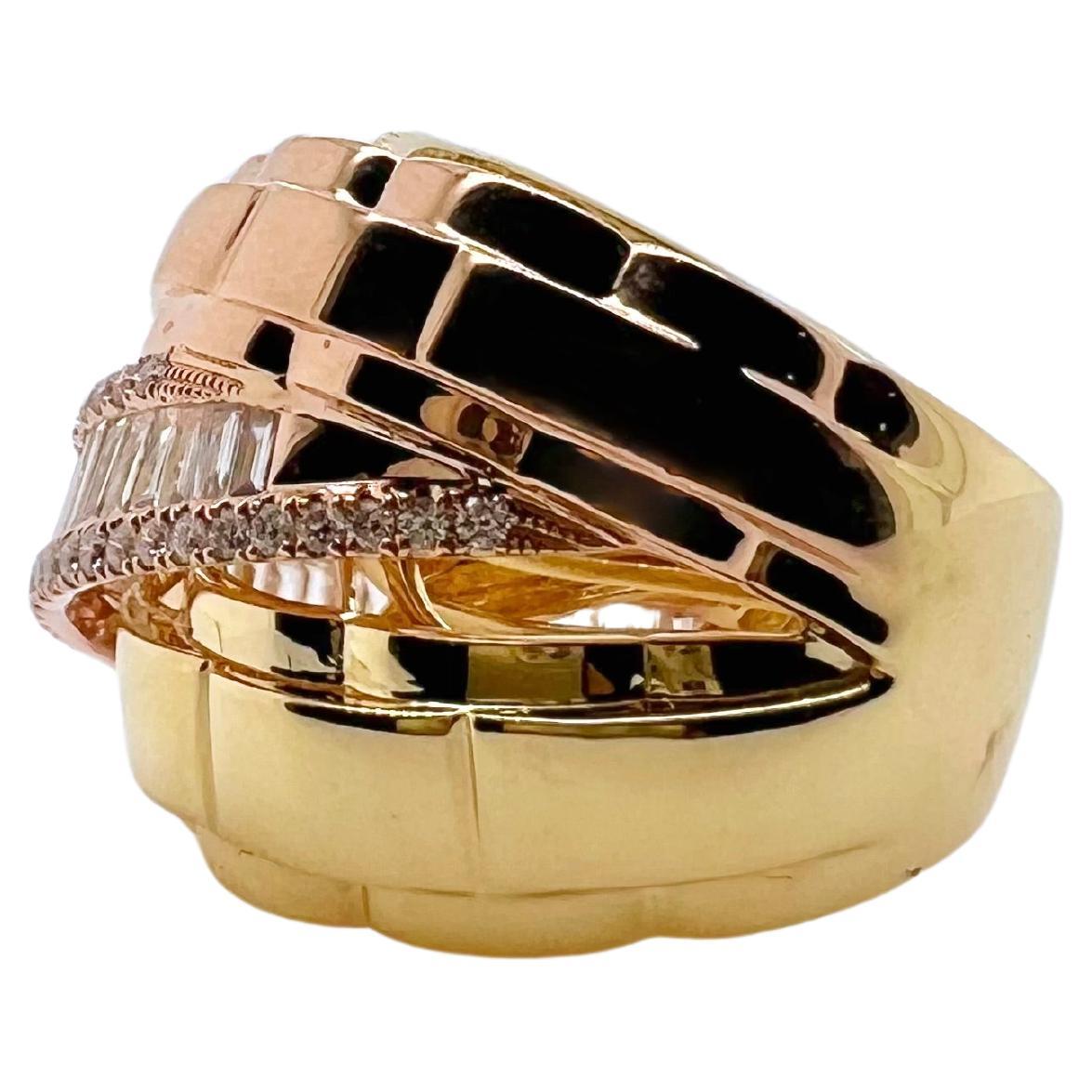18k Rose and Yellow Gold Diamond Wrap Ring For Sale at 1stDibs