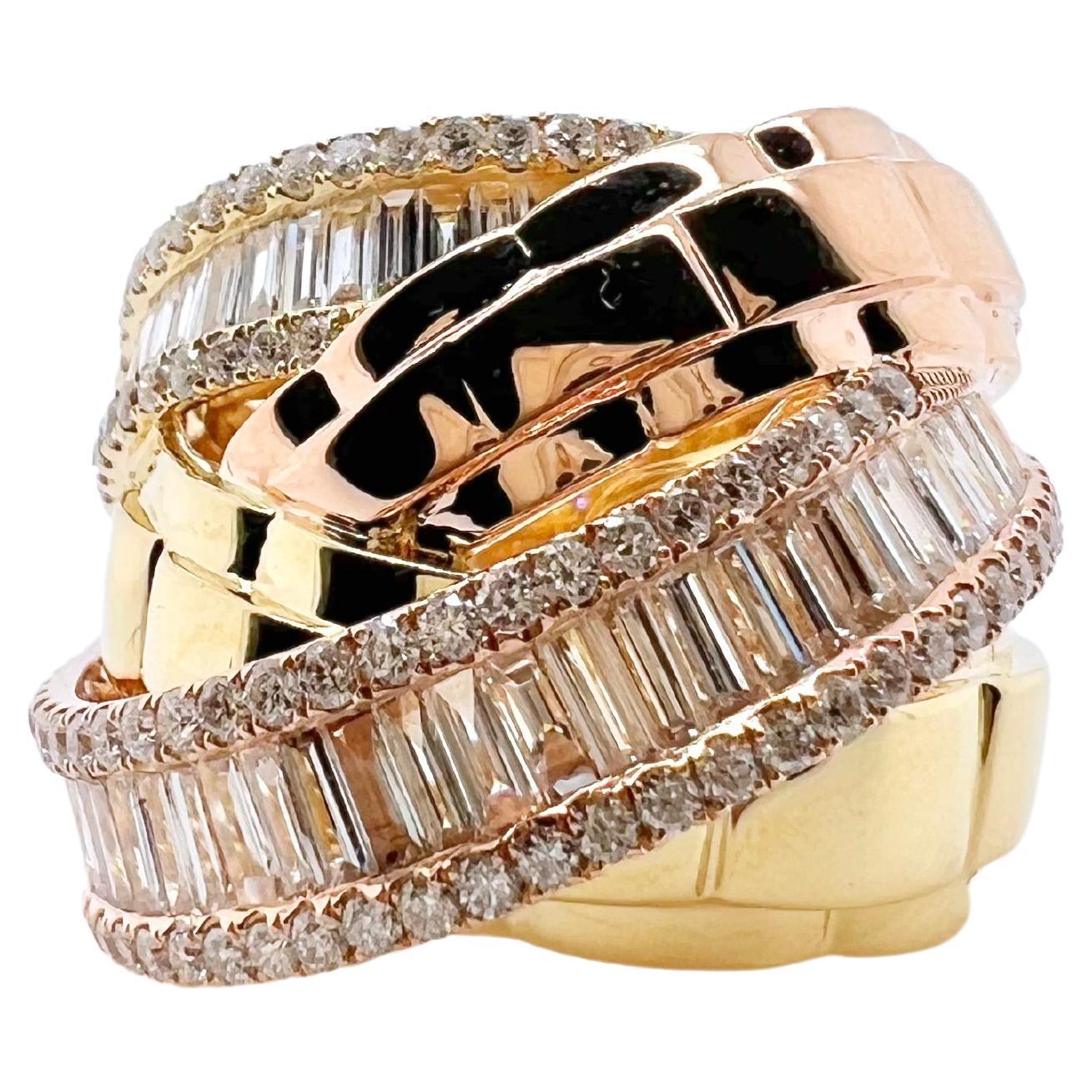 18k Yellow Gold Rose Cut Flower Petal Diamond Ring For Sale at 1stDibs