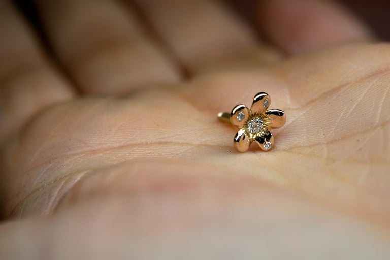 18K Rose Fairmined Gold, Canadamark Diamonds, Handmade, Flower Piercing ...