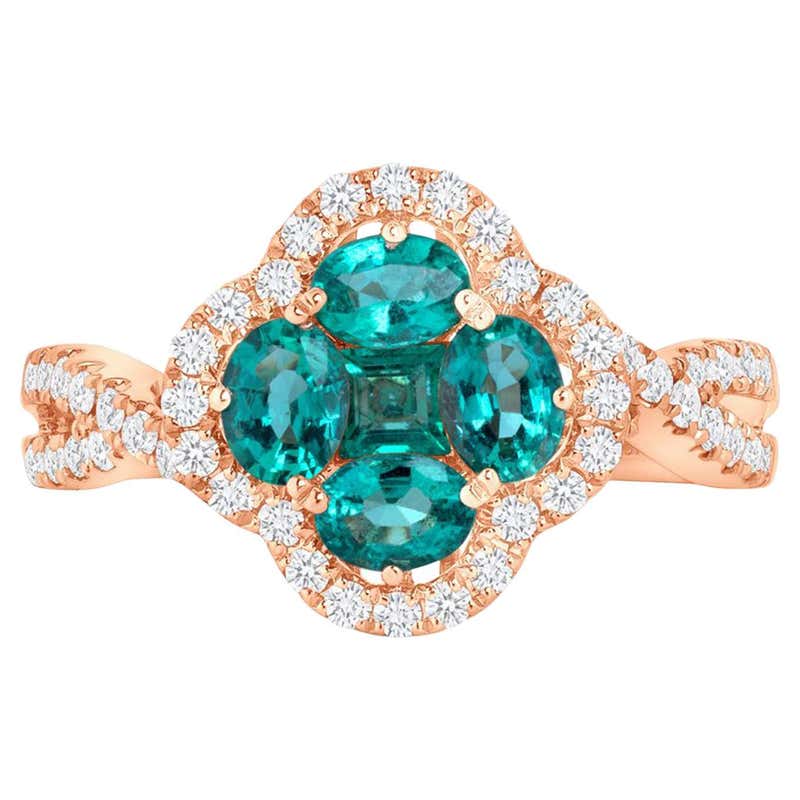 1 89 CT Emerald And Sapphire 0 25 CT Diamonds In 18K Yellow Gold Leaf 1-89-ct-emerald-and-sapphire-0-25-ct-diamonds-in-18k-yellow-gold-leaf