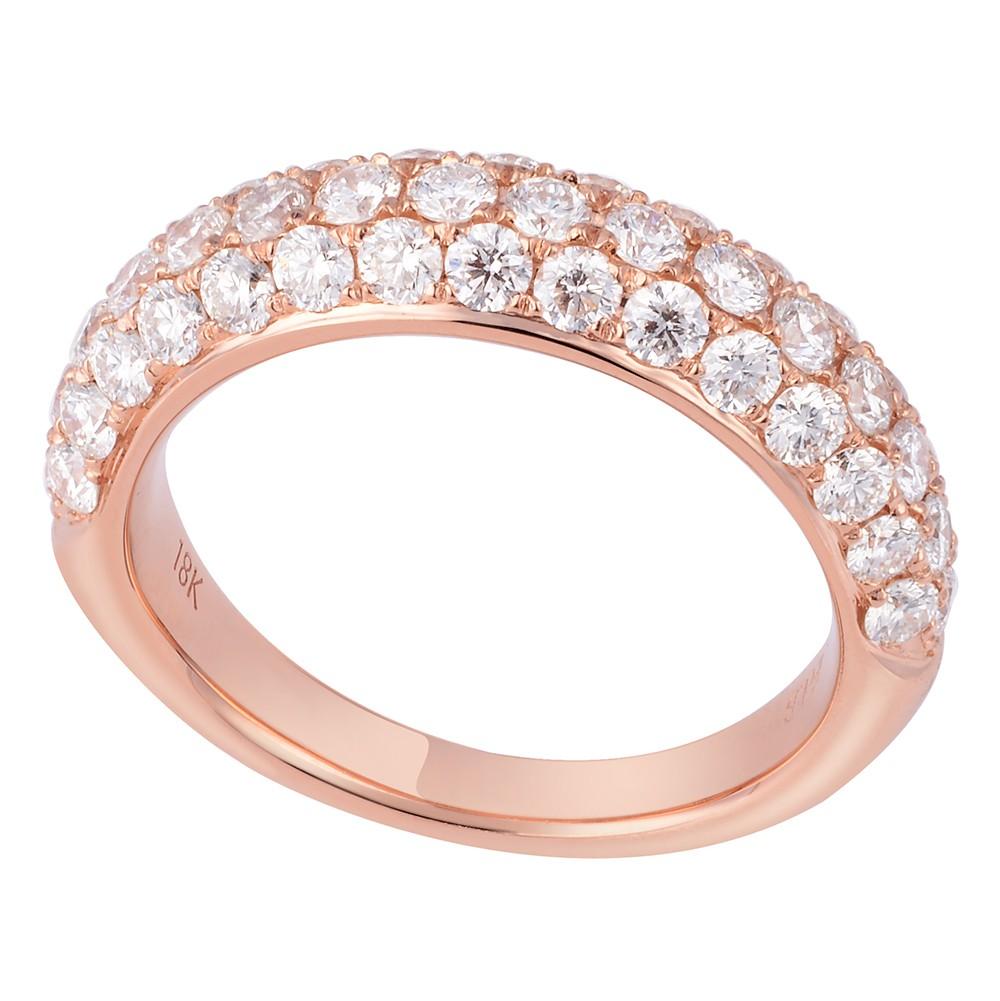 18 Karat Rose Gold 0.65 Carat Diamond Pave Ladies Ring For Sale (Free ...