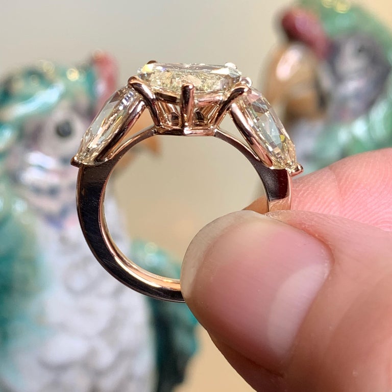18K Rose Gold 2 Carat Heart shape and 2,88 carat rose-cut Diamond ...